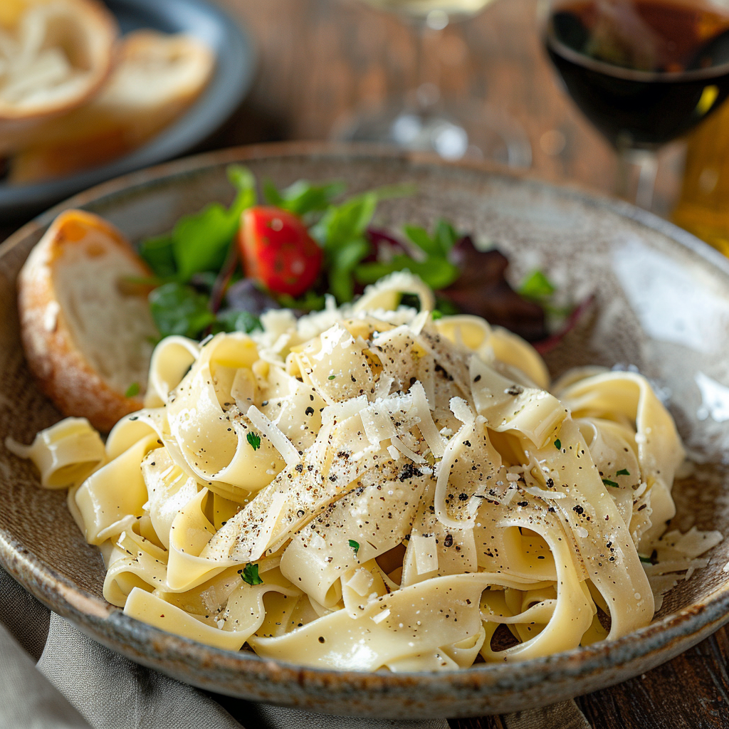 Tagliatelle met truffelolie en Parmezaanse kaas: authentiek ...